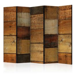 Artgeist Paravent, Braun, Cognac, Holz, Textil, Kiefer, massiv, Holzoptik, 225x172x3 cm, Motiv auf Vorderseite, Wohnzimmer, Raumteiler & Paravents, Paravents