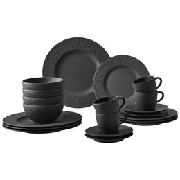 Villeroy & Boch Kombiservice Manufacture Rock, Schwarz, Keramik, 20-teilig, 38.5x25.5x35.8 cm, Essen & Trinken, Geschirr, Geschirr-Sets, Kombiservice