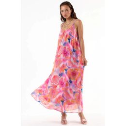 Blumen U-Ausschnitt Midi-Kleid