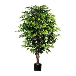 Kunstpflanze, Gr&uuml;n, Braun, Schwarz, Kunststoff, Naturmaterialien, 150 cm, inkl. Topf, mit Naturstamm, Dekoration, Blumen & Zubeh&ouml;r, Kunstpflanzen