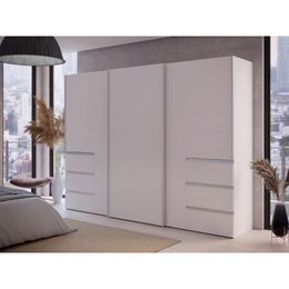 CARRYHOME Schwebet&uuml;renschrank, Wei&szlig;, Holzwerkstoff, 3 F&auml;cher, 6 Schublade(n) Schubladen, 270x200x61 cm, Typenauswahl, in verschiedenen Gr&ouml;&szlig;en erh&auml;ltlich, Holzdekoren erh&auml;ltlich, Schlafzimmer, Kleiderschr&auml;nke, Schwebet&uuml;renschr&auml;nke
