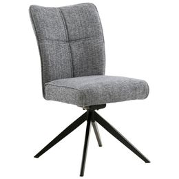 CARRYHOME Stuhl, Grau, Schwarz, Metall, Textil, Drehkreuz, 50x90.5x66 cm, Wippfunktion, Sitzfl&auml;che 360&deg; drehbar, Esszimmer, St&uuml;hle, Esszimmerst&uuml;hle