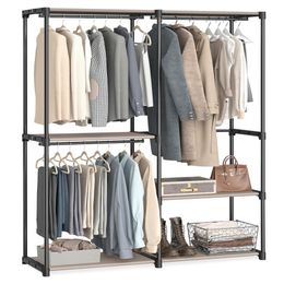 Garderobenst&auml;nder, Schwarz, Taupe, Metall, 138x182x43 cm, Garderobe, Garderobenst&auml;nder