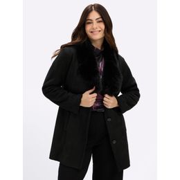 sheego Gro&szlig;e Gr&ouml;&szlig;en Jacke mit Kunstfellbesatz, schwarz, Gr&ouml;&szlig;e 54 - Damen