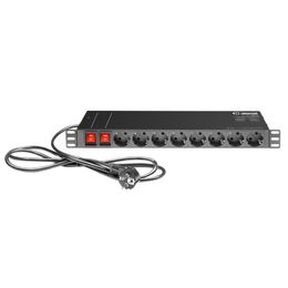 Adam Hall ah Cables 874716 - 19" Stromverteiler 1HE 16-Fach mit zwei Schaltern