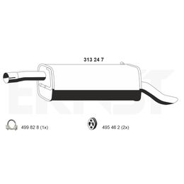 Ernst Endschalld&auml;mpfer 313247 hinten f&uuml;r Ford