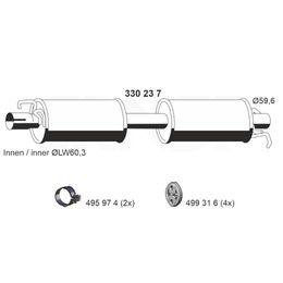 Ernst Mittelschalld&auml;mpfer 330237 f&uuml;r Ford
