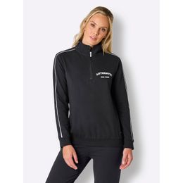feel good Damen Langarmshirt mit Zipper, schwarz-wei&szlig;, Gr&ouml;&szlig;e 36/38