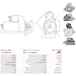 AS-PL Starter s3061 f&uuml;r Opel Mercedes MITSUBISHI NISSAN RENAULT