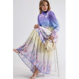 Floral Chiffon-Turtleneck-Maxikleid