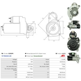 AS-PL Starter s5303pr f&uuml;r Fiat Peugeot MITSUBISHI