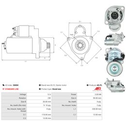 AS-PL Starter s6004 f&uuml;r Opel ISUZU DAEWOO