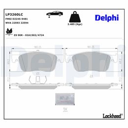 DELPHI Bremsbelagsatz, Scheibenfeststellbremse lp3260lc f&uuml;r Fiat Vaughall TOYOTA