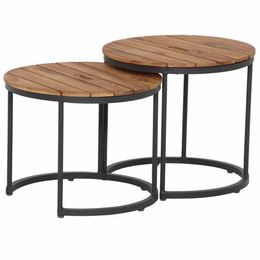 siena GARDEN Beistelltische 'Baros' Aluminium/Teakholz 2-teilig