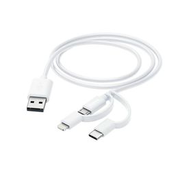 Hama 3in1-Micro-USB-Kabel wei&szlig; mit Adapter auf USB-C und Apple Lightning