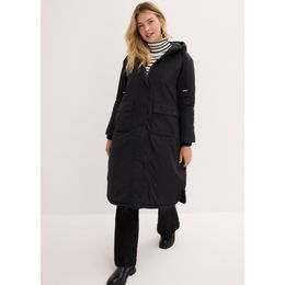 bonprix Long-Parka, schwarz, Gr.38, Modischer weiter Parker mit Tunnelzug
