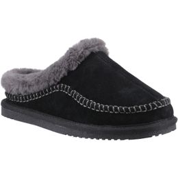 Hush Puppies Anika Wildleder Damen Schwarz Hausschuhe