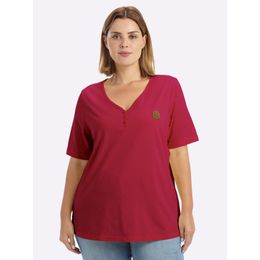 sheego Damen V-Shirt, Rot, Gr. 44/46, T-Shirts, 100% Baumwolle