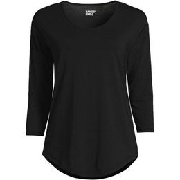 LANDS' END Flie&szlig;endes Shirt mit Ballettausschnitt in Petite-Gr&ouml;&szlig;e f&uuml;r Damen n Plus-Gr&ouml;&szlig;e, Damen, size: plus, Schwarz, Elasthan/Baumwoll-Mischung, by Lands' End