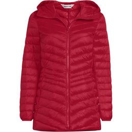 LANDS' END Daunenjacke WANDERWEIGHT Verstaubar Ultraleicht mit Kapuze f&uuml;r Damen, Damen, size: regular, Rot, Nylon/Daunen, by Lands' End