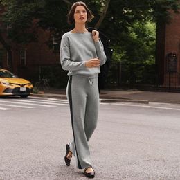 LANDS' END Kn&ouml;chellange Feinstrick-Hose mit weitem Bein f&uuml;r Damen, Damen, size: petite, Grau, Polyester-Mischung, by Lands' End