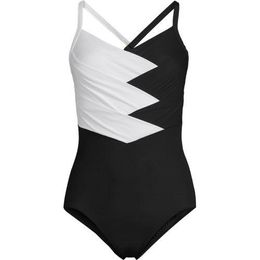 LANDS' END Shape-Badeanzug SLENDER mit Webdetail f&uuml;r Damen in Lang-Gr&ouml;&szlig;e, Damen, size: regular, Schwarz, Elasthan/Nylon-Mischung, by Lands' End