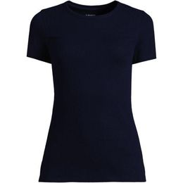 LANDS' END Feinripp-Shirt mit Rundhalsausschnitt und kurzen &Auml;rmeln in Plus-Gr&ouml;&szlig;e f&uuml;r Damen, Damen, size: plus, Elfenbein, Baumwolle/Elasthan, by Lands' End