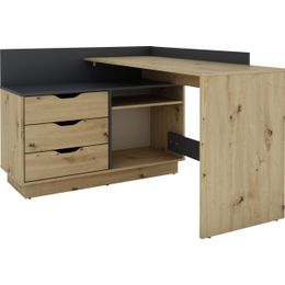 Eckschreibtisch OTTO HOME, B:129cm H:83,5cm T:105cm, schwarz, Jugendzimmer, Tische, "Bexley", mit viel Stauraum, Breite 129 cm, rechts oder links