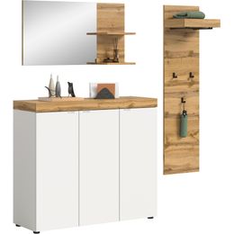 Garderoben-Set OTTO HOME, B:180cm H:179cm T:37cmplatinum wei&szlig;, wotan eiche nachbildung, Holzwerkstoff, Flur, Kastenm&ouml;bel-Sets, "MAMBO II, 3-teilig,