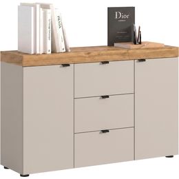 Sideboard OTTO HOME, B:125cm H:80cm T:37cm, beige, Holzwerkstoff, Wohnzimmer, Sideboards, "MAMBO II, Breite 125 cm, 2 T&uuml;ren, 3 Schubk&auml;sten",