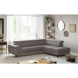 Ecksofa OTTO HOME, B:286cm T:236cm, grau, 100% Polyester (PES), Wohnzimmer, Sofas, "Astra L-Form, B: 286 cm", mit Kopfteilverstellung, optional