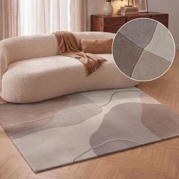 Wollteppich VILLEROY & BOCH, B:160cm H:17mm L:230cmcreme beige, Wolle, Teppiche, "Virelle", Wolle, Natur,Handgemacht, Abstrakt, Kurzflor, Wohnzimmer,