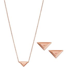 Emporio Armani Damen Ohrring und Ketten Set "Multipack Schmuck Geschenk Edelstahl Dreieck", rosa, Edelstahl, Schmuck_Sets