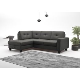 Ecksofa OTTO HOME, B:226cm H:91cm T:170cm, grau, Wohnzimmer, Sofas, "Varese", wahlweise mit Schlaffunktion und Bettkasten