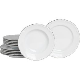 Creatable Tafelservice "Maria Theresia, Tafel-Service 12-tlg", 12 Stk., silber, Geschirr-Sets, Teller Set, Traditionelle Porzellanform