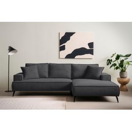 Ecksofa OTTO HOME, B:275cm H:83cm T:173cm, grau, Wohnzimmer, Sofas, "TVINNU Cord, L-Form, Breite 275 cm", wahlweise Recamiere rechts/links, schwarze