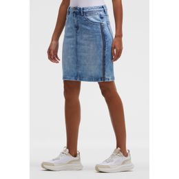SOCCX Damen Jeansrock, blau, Gr. XXL, bestickt, Jeans, Material: 63% Baumwolle, 25% Polyester, 10% Viskose, 2% Elasthan, R&ouml;cke, mit Gehschlitz