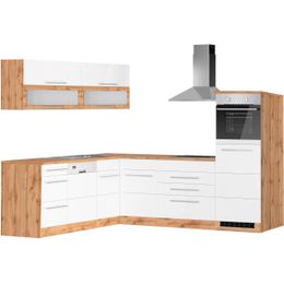Winkelk&uuml;che KOCHSTATION, B:220cm H:200cm T:250cm, wei&szlig;, Komplettk&uuml;chen-Sets, "KS-Wien", Stellbreite 220 x 250 cm, wahlweise mit E-Ger&auml;ten
