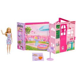 BARBIE Kinder Puppenhaus "Barbie Weekend Escape House mit Puppe", rosa, B:71,2cm H:39cm T:21cm, Puppenh&auml;user, tragbar