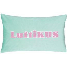 Dekokissen Pad, B:30cm L:50cm, gr&uuml;n, Polyester, Dekokissen_Sitzkissen_Kissenh&uuml;llen, "LETTERS, Kissenh&uuml;lle, Made in Europa", mit Schriftzug,