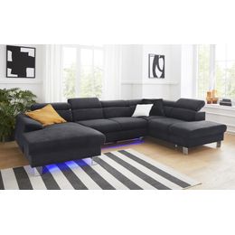 Wohnlandschaft COTTA, B:320cm, grau, Microfaser PRIMABELLE (100% Polyester);Kunstleder SOFTLUX;Feinstruktur (100% Polyester);Kunstleder