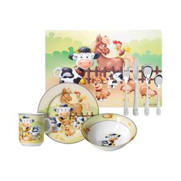 Ritzenhoff & Breker Kindergeschirr-Set "Kindergeschirr mit Platzset & Besteck Hoftiere bunt", 8, bunt, RITZENHOFF & BREKER, Geschirr-Sets, Sp&uuml;lmaschinengeeignet
