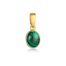 NENALINA Damen Kettenanh&auml;nger "Edelstein Malachit Cabochon Oval 925 Silber", onesize,mit Stein, Silber 925 (Sterlingsilber), gold, Silber 925