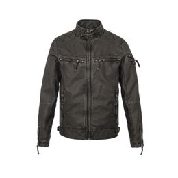 Cipo & Baxx CIPO & BAXX Herren Bikerjacke "Cipo & Baxx Winterjacke", grau, Gr. M, uni, Obermaterial: 65% Polyurethan PU. 25% Polyester PES. 10% Viskose CV.