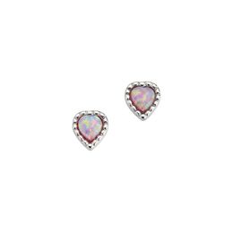 FIRETTI Damen Paar Ohrstecker "Schmuck Geschenk Silber 925 Ohrschmuck Ohrringe Opal", 7mm, Silber 925 (Sterlingsilber), rosa, Silber 925