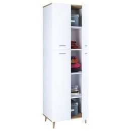 Mehrzweckschrank Vcm, B:60cm H:184cm T:39cm, braun, Obermaterial: 100% Holz Wood., K&uuml;che, Schr&auml;nke, "Holz Dielenschrank Mehrzweckschrank Schrank