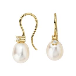Jobo Damen Perlenohrringe "Ohrringe Ohrhaken", Gelbgold 333 Perlen, gold, Gelbgold 333, Perlen, Ohrringe, 333 Gold mit S&uuml;&szlig;wasser-Zuchtperlen und 2