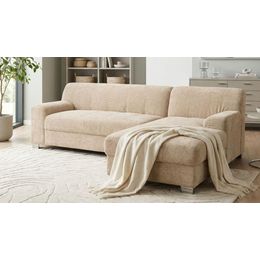Ecksofa OTTO HOME, B:241cm H:79cm T:146cm, beige, 100% Polyester, Wohnzimmer, Sofas, "Lolland 241 x 146 cm, modern, mit Steppungen, mittelfester