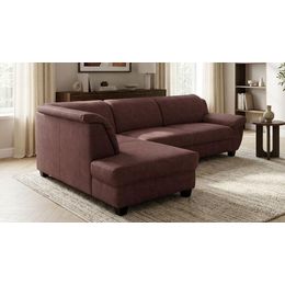 Ecksofa OTTO HOME, B:254cm H:80cm T:186cm, braun, 100% Polyester, Wohnzimmer, Sofas, "Sillkeborg 254 x 186 cm, formsch&ouml;nes Sofa mit dunklen F&uuml;&szlig;en",