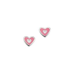 FIRETTI Damen Paar Ohrstecker "Schmuck Geschenk Silber 925 Ohrschmuck Ohrringe Herz", Silber 925 (Sterlingsilber), pink, Silber 925 (Sterlingsilber),